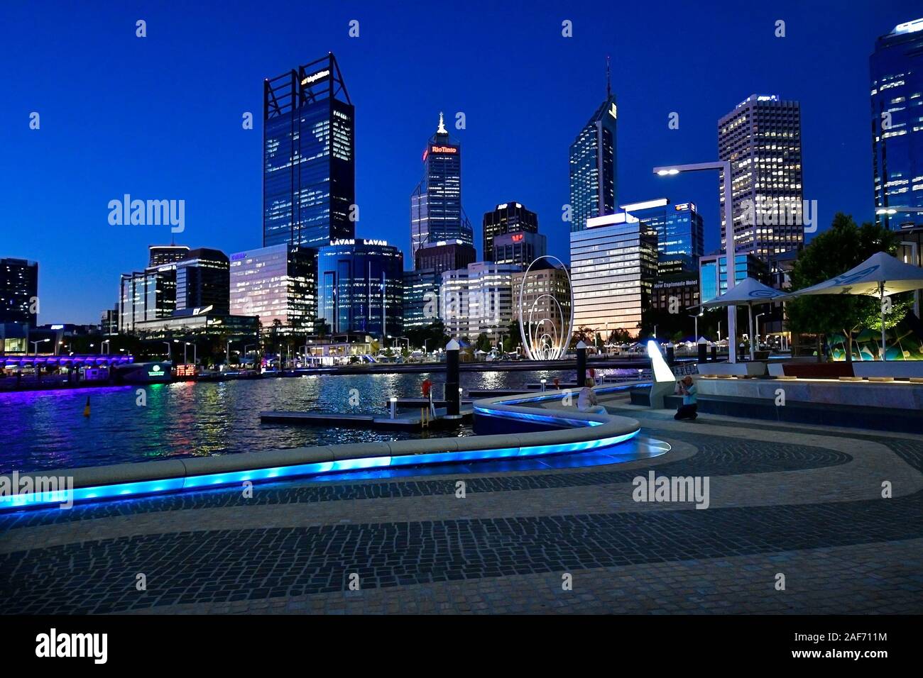 Perth, WA, Australia - November 30, 2017: Night scene with skyline on ...