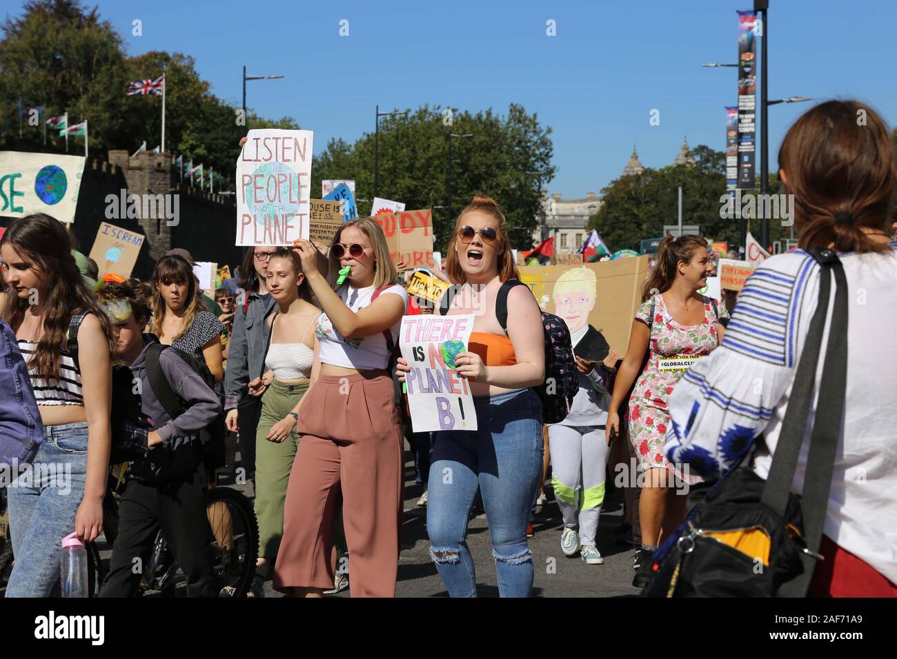 CARDIFF, United Kingdom. September 20th 2019. Strike for Climate change ...