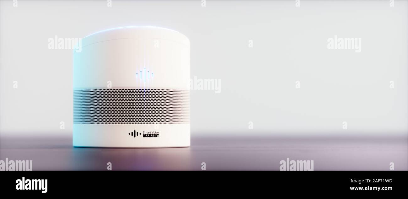 Home intelligent voice activated assistant. 3D rendering concept of ...