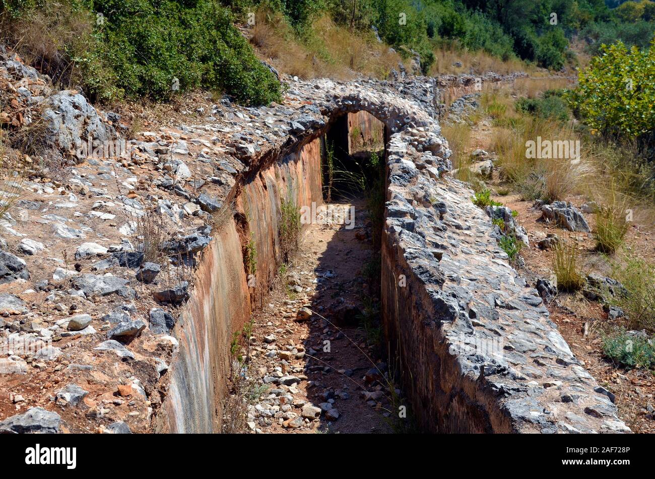 Greece, Epirus, conduit of Roman aqueduct of ancient Nikopolis near ...