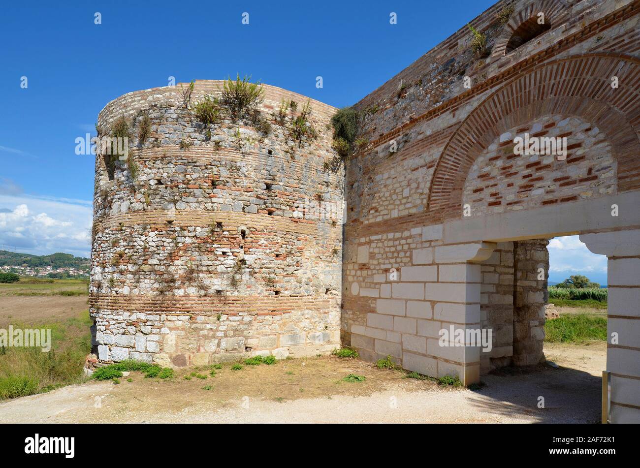 Greece, Epirus, fortified wall and gate in ancient site of Nikopolis ...
