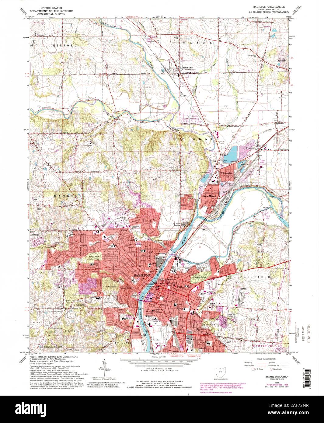 Map of hamilton ohio hi-res stock photography and images - Alamy