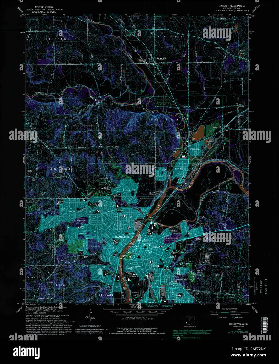 Map of hamilton ohio hi-res stock photography and images - Alamy