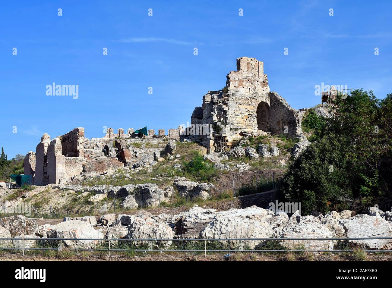 Greece, Epirus, ancient site of Nikopolis near Preveza, ruin of the ...