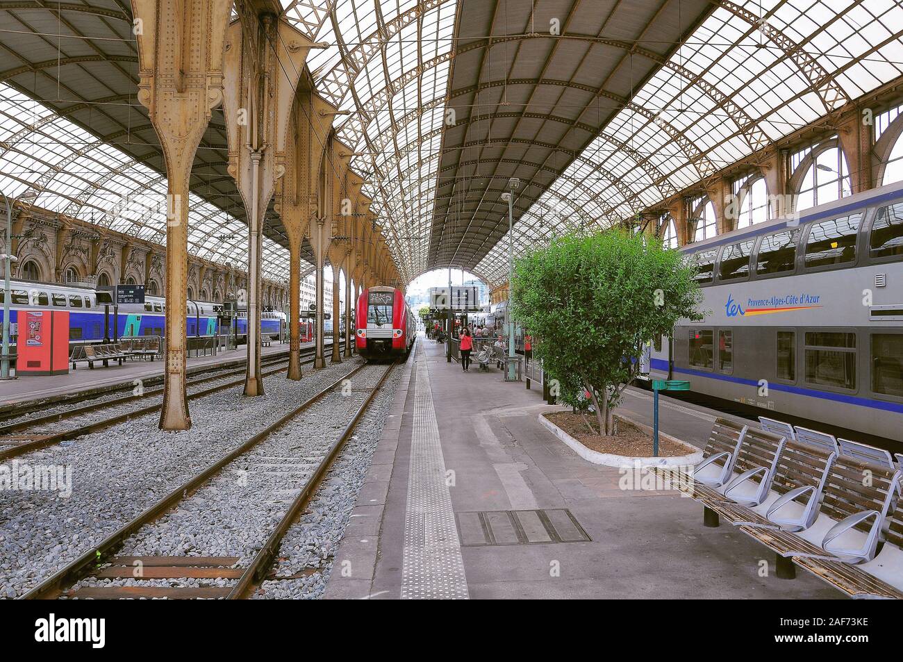 Passenger local and high speed TGV stand by the platform Stock Photo ...