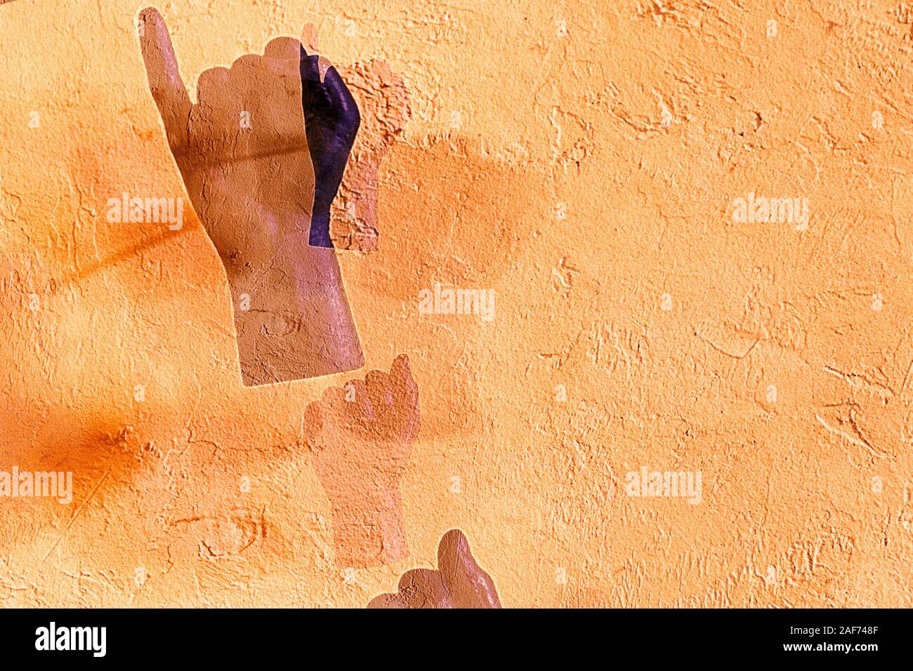 metall hands, sign language III , havana - cuba Stock Photo - Alamy