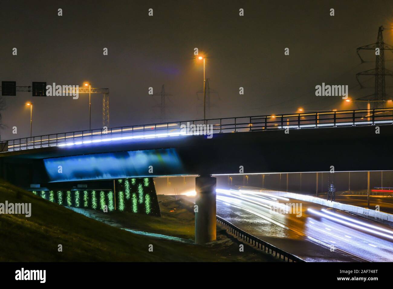 Stockholm, Sweden The E4 highway in Kista at night. | usage worldwide ...