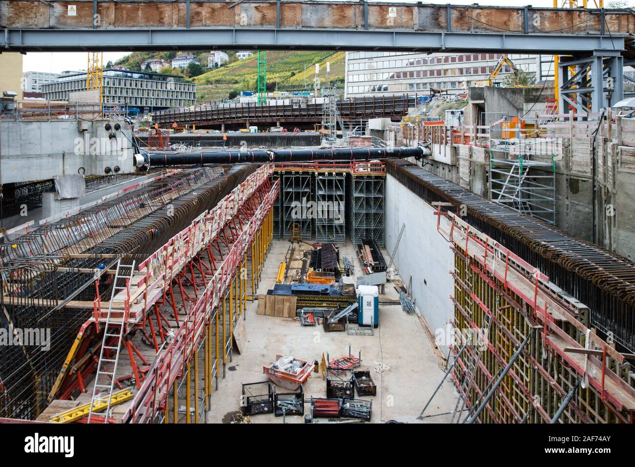 Stuttgart 21: the giant construction site of the new main station with ...