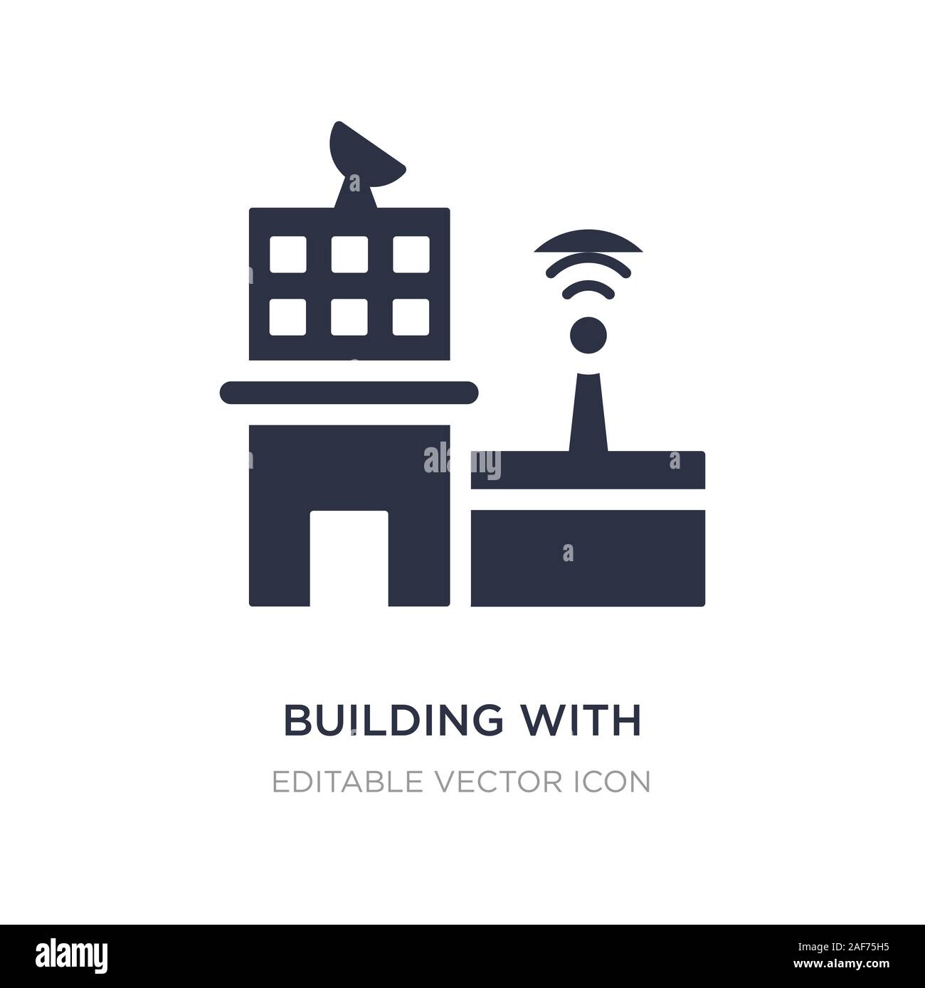 building with antenna icon on white background. Simple element ...