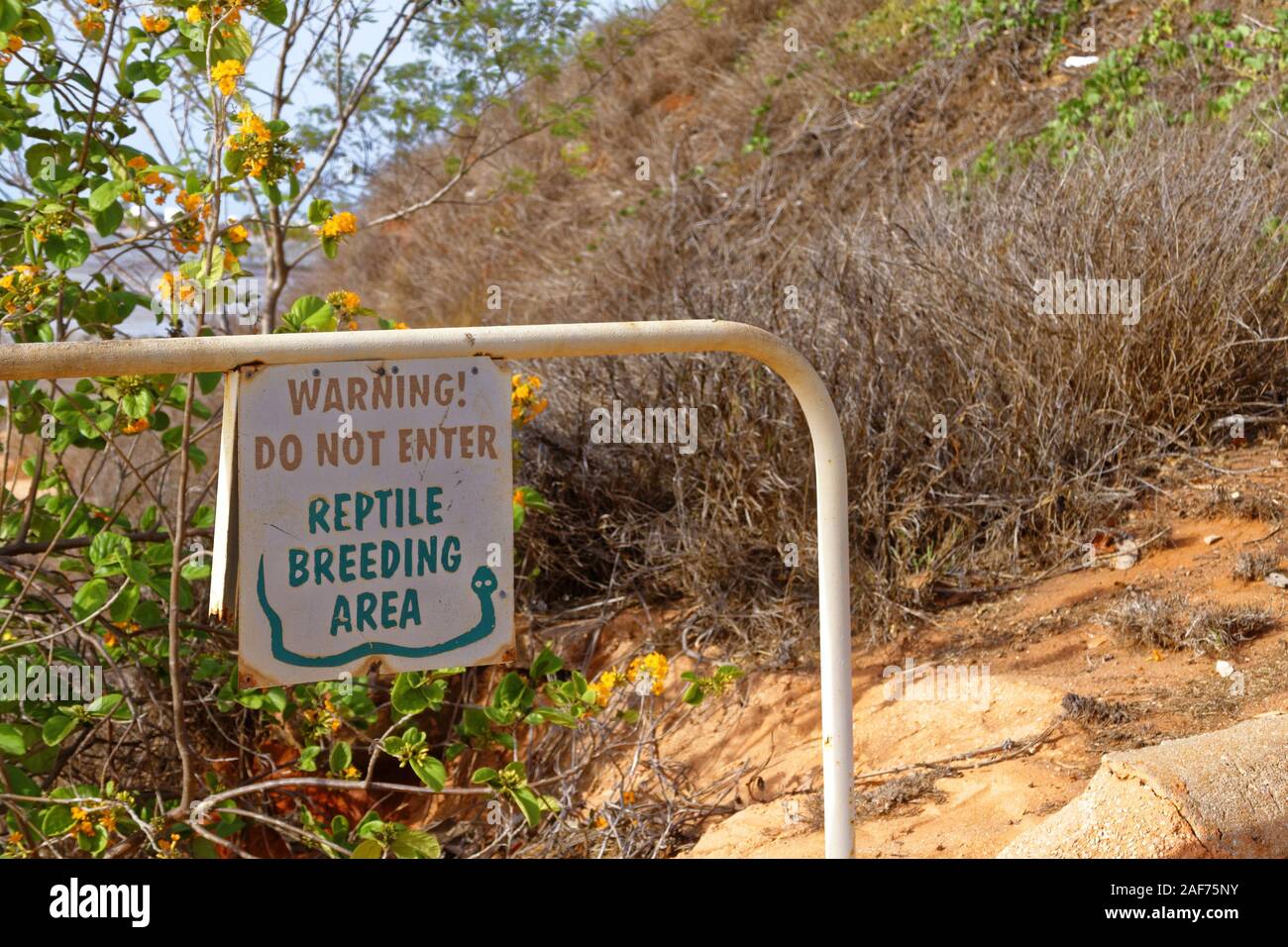 Reptile breeding area warning sign, Broome, West Kimberley, Western ...