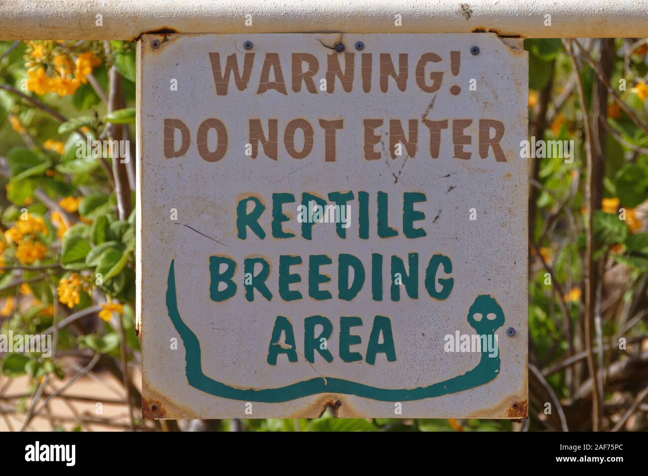 Reptile breeding area warning sign, Broome, West Kimberley, Western ...