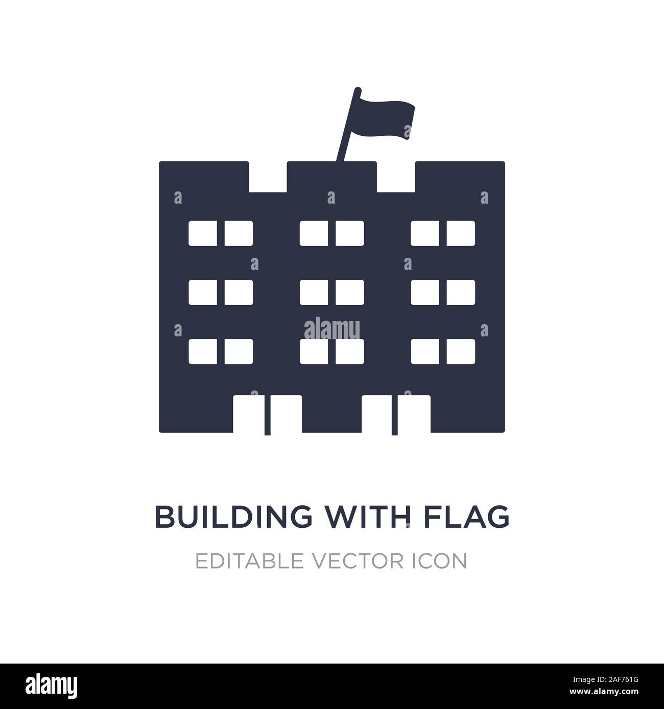 building with flag icon on white background. Simple element ...