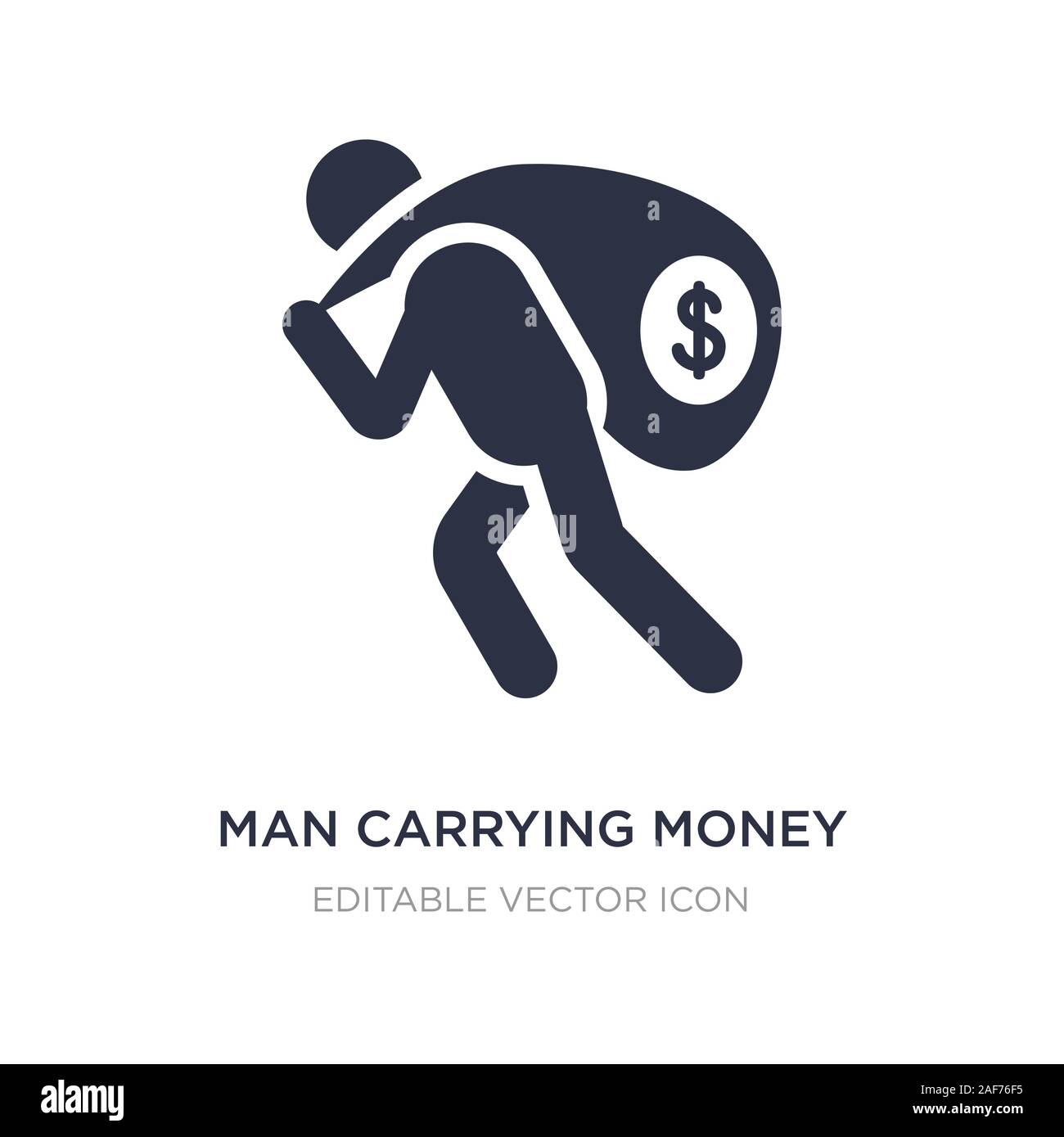 man carrying money icon on white background. Simple element ...