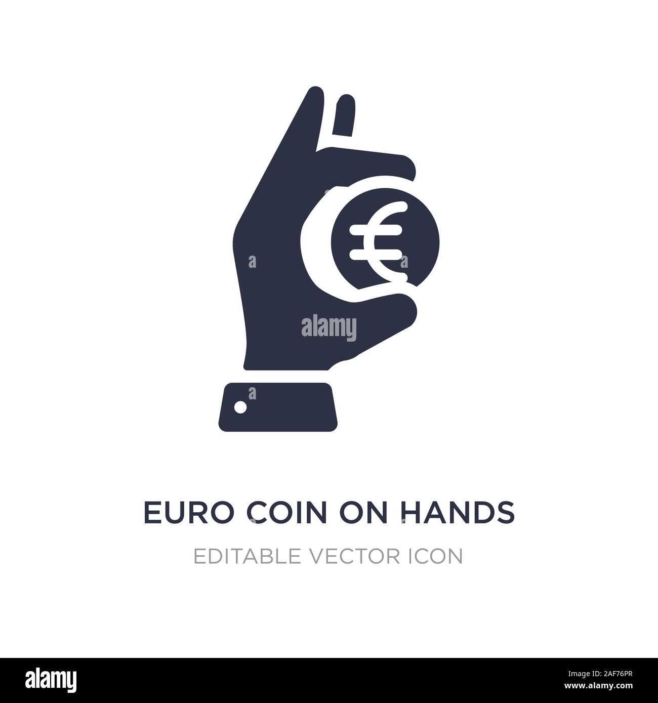 euro coin on hands icon on white background. Simple element ...