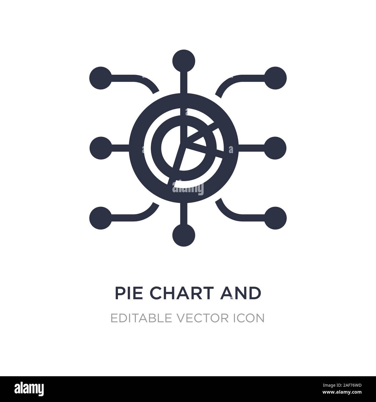 pie chart and connections icon on white background. Simple element ...