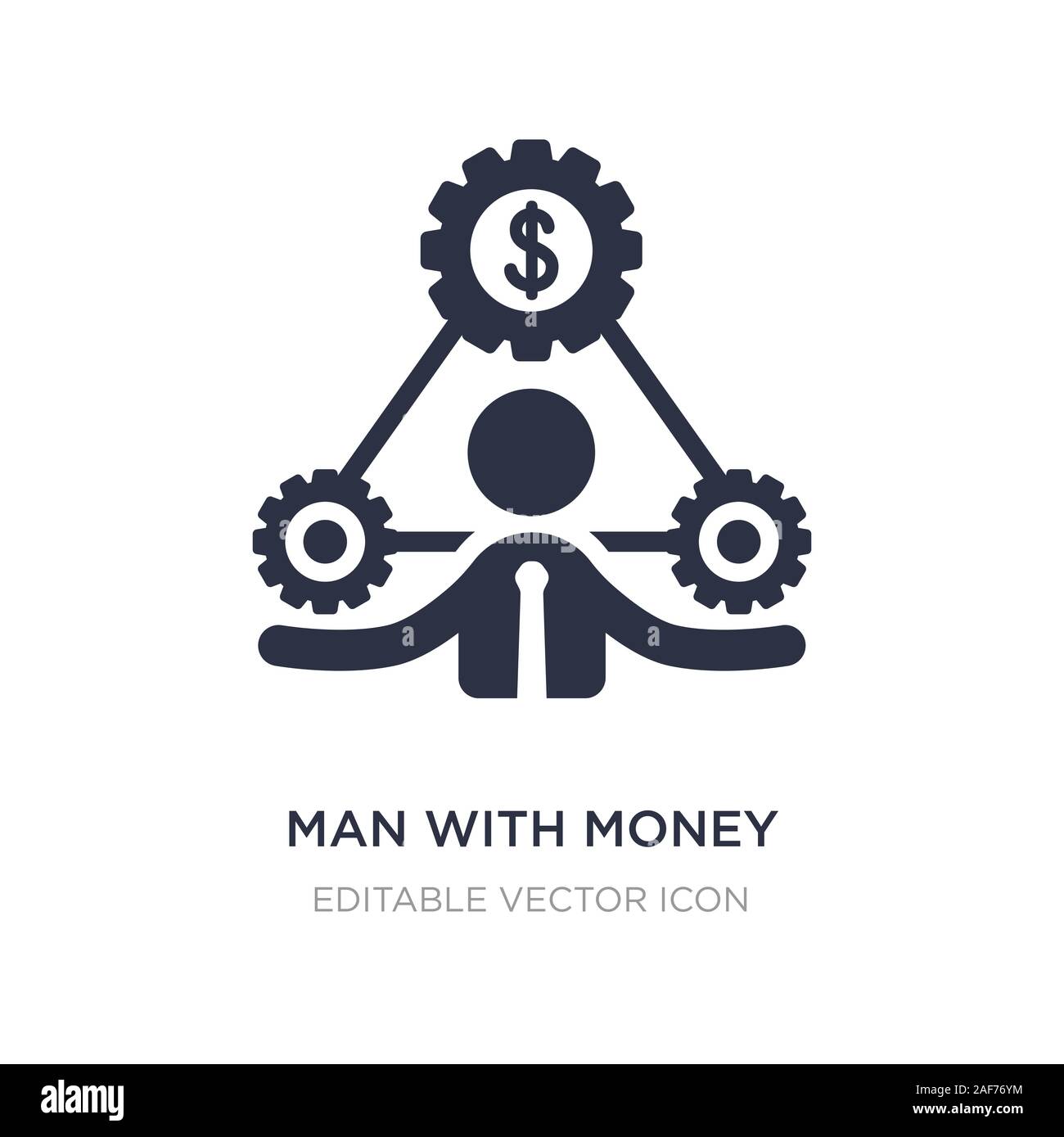 man with money gears icon on white background. Simple element ...