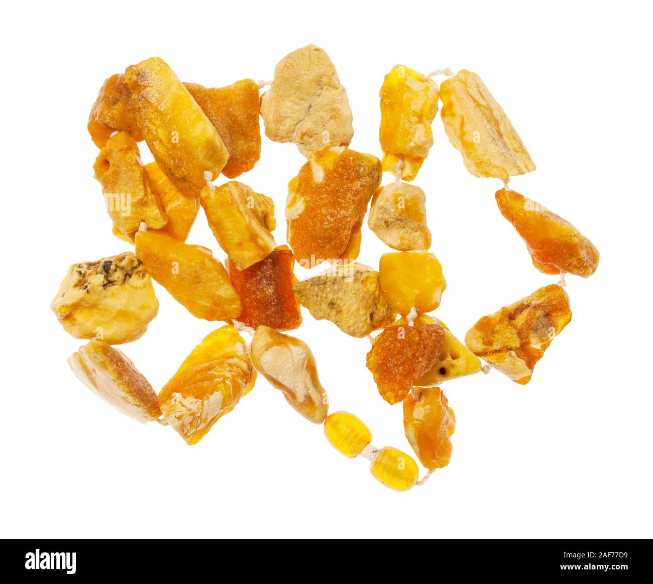 top view of tangled necklace from natural raw yellow amber nuggets ...