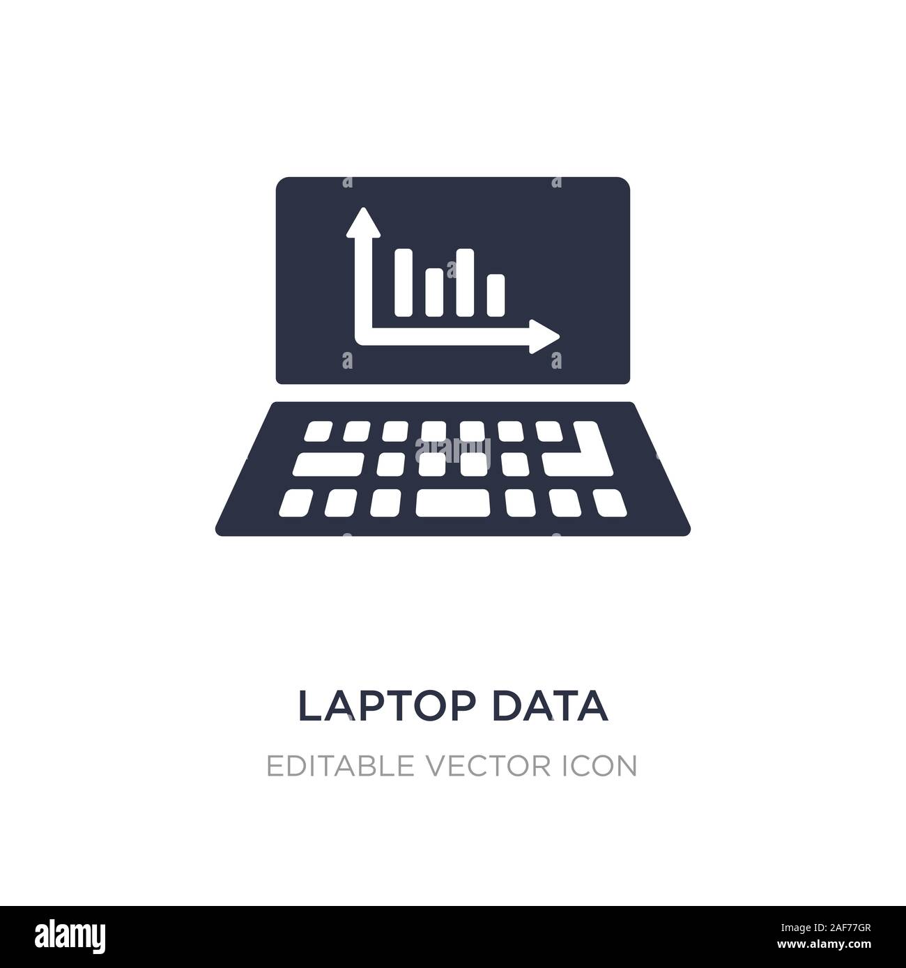 laptop data analytics graphic on screen with circles icon on white background. Simple element ...