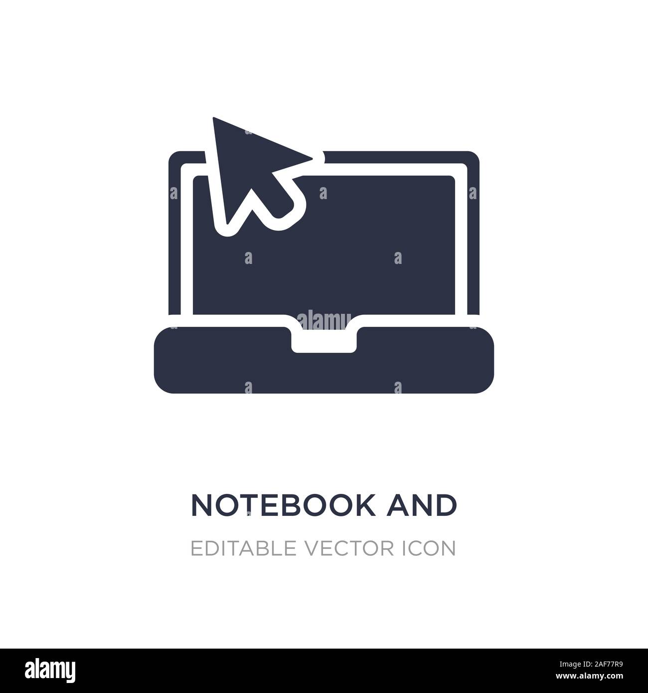 notebook and mouse cursor icon on white background. Simple element ...