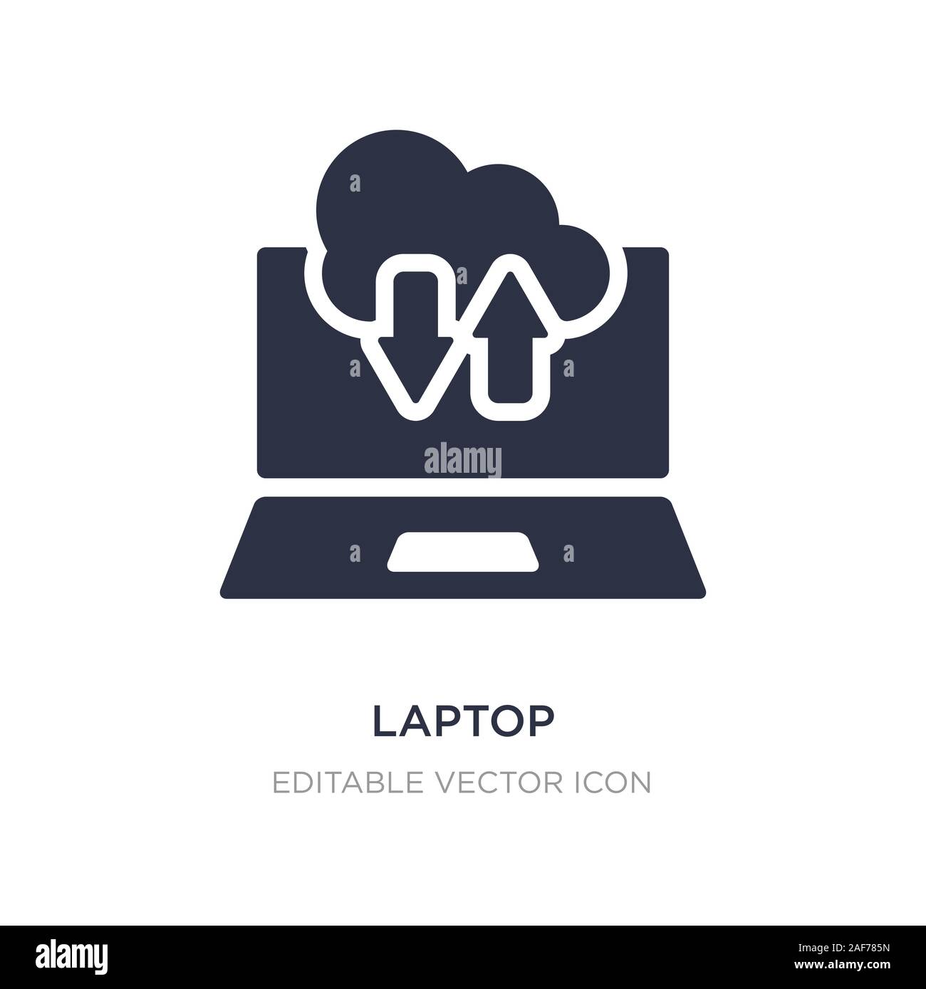 laptop connected to cloud icon on white background. Simple element ...