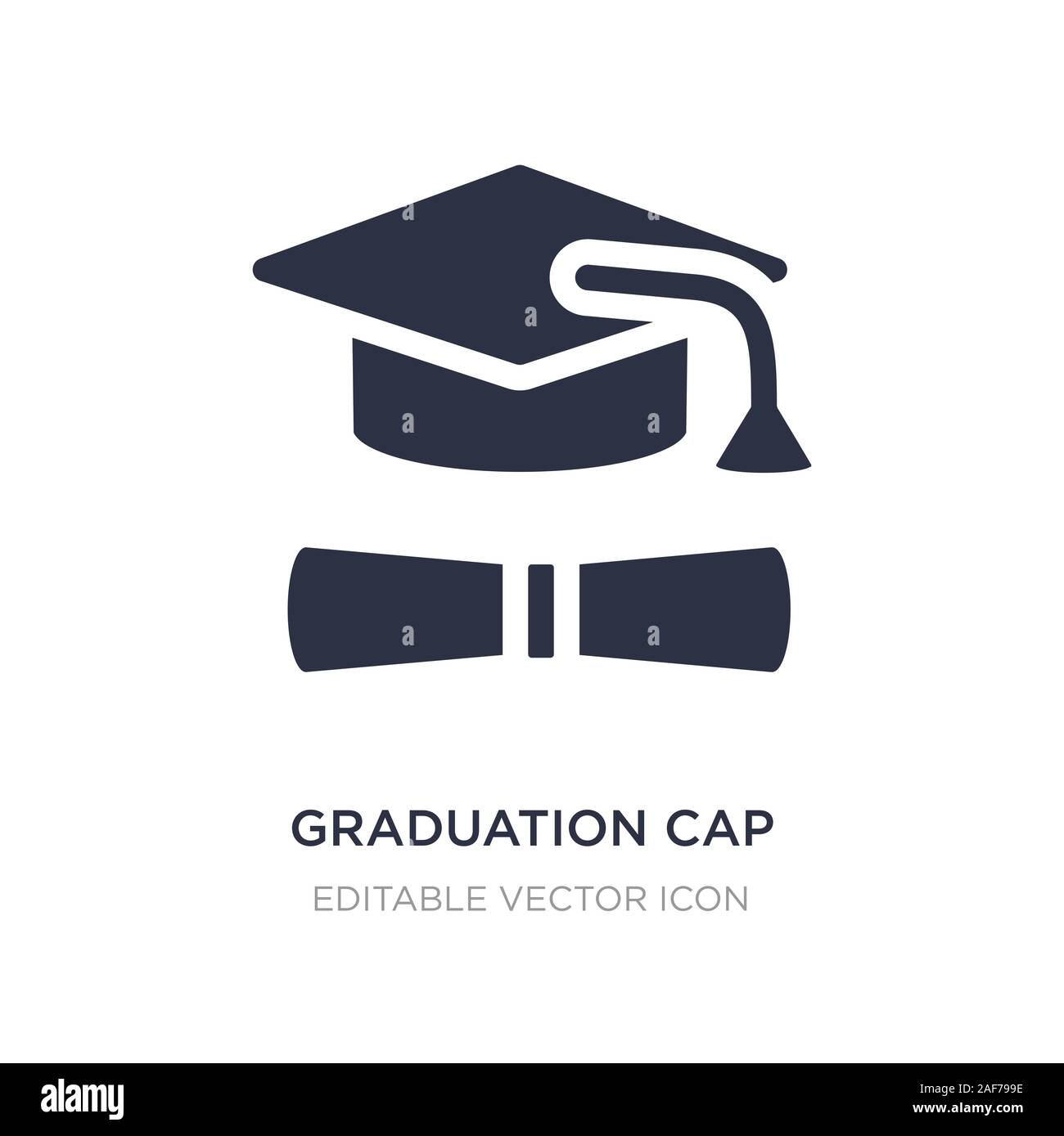 graduation cap and diploma icon on white background. Simple element ...