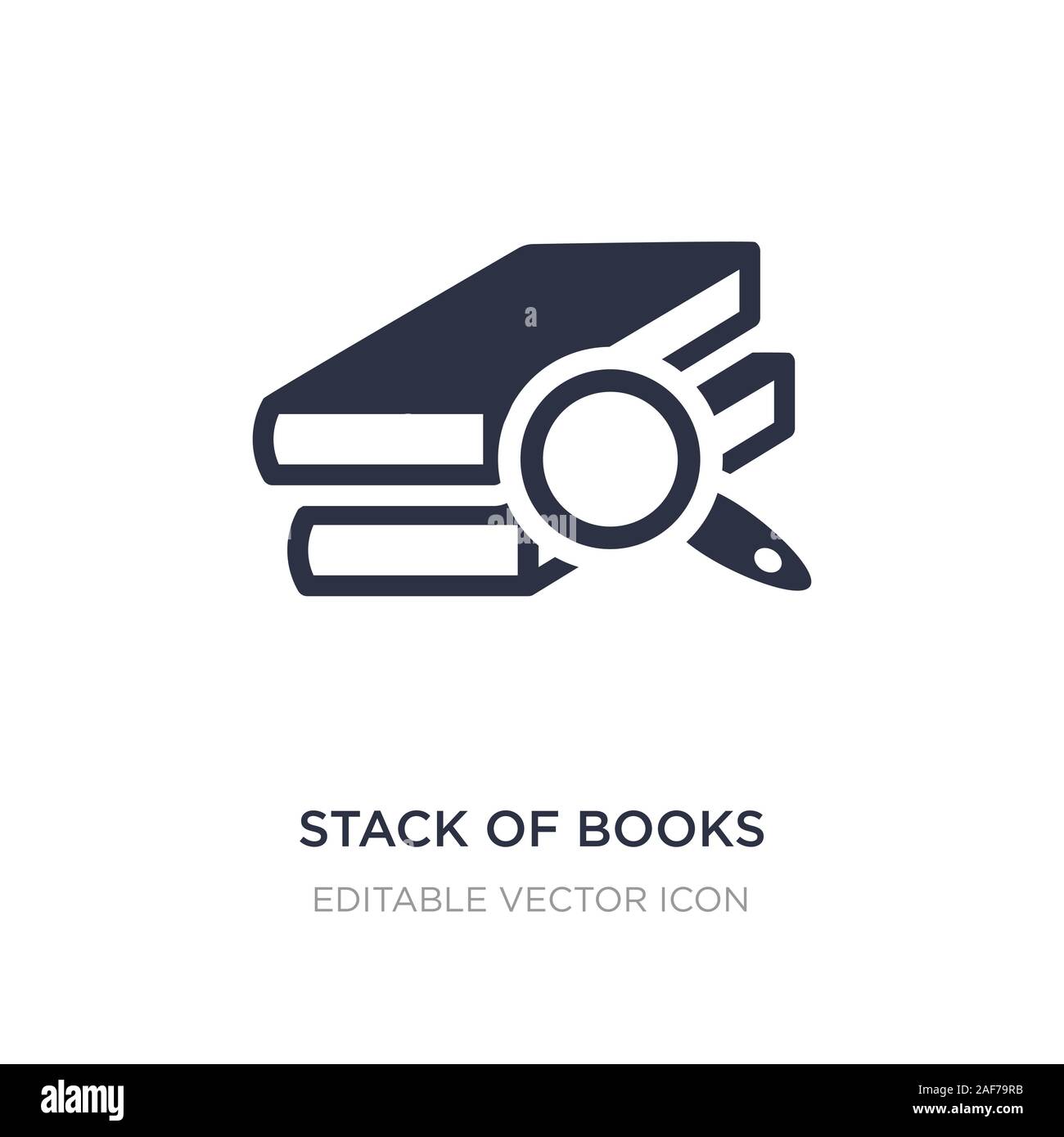 stack of books and magnifier icon on white background. Simple element ...