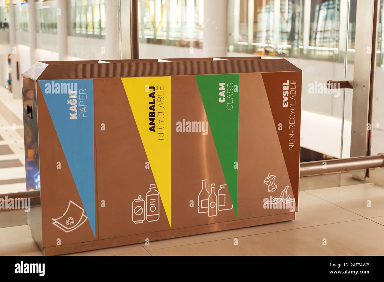 Garbage metal bins for different waste. Recycling concept Stock Photo ...