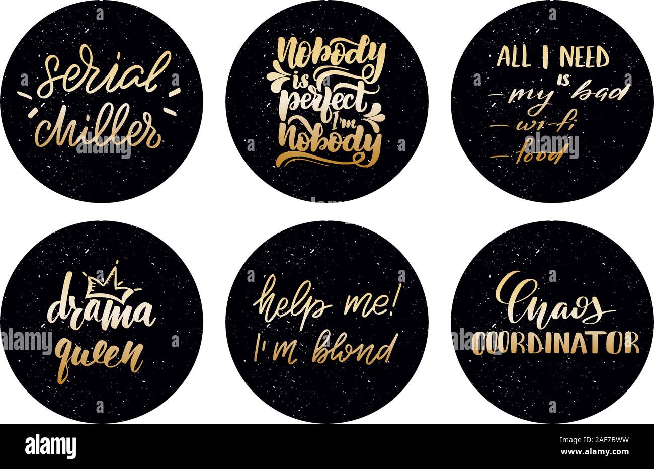 Stickers with hand drawn typography lettering inscriptions Stock Vector ...