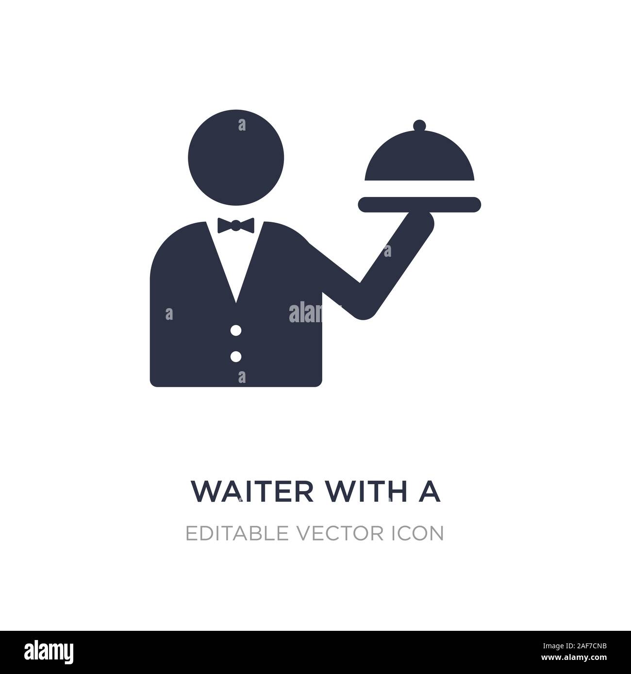 waiter with a roast chicken icon on white background. Simple element ...
