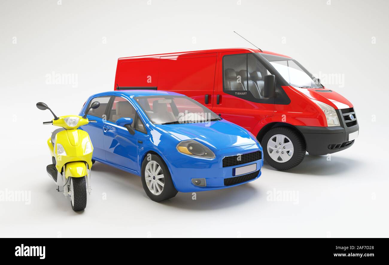 Modern Vehicles Collection, concept 3d rendering illustration Stock ...