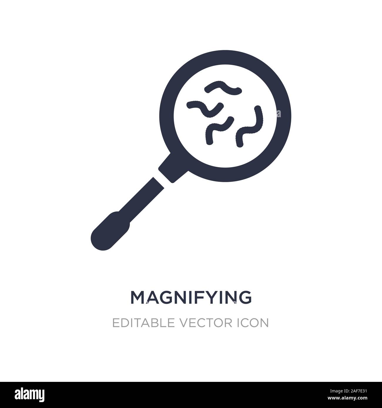 magnifying glass with worms icon on white background. Simple element ...