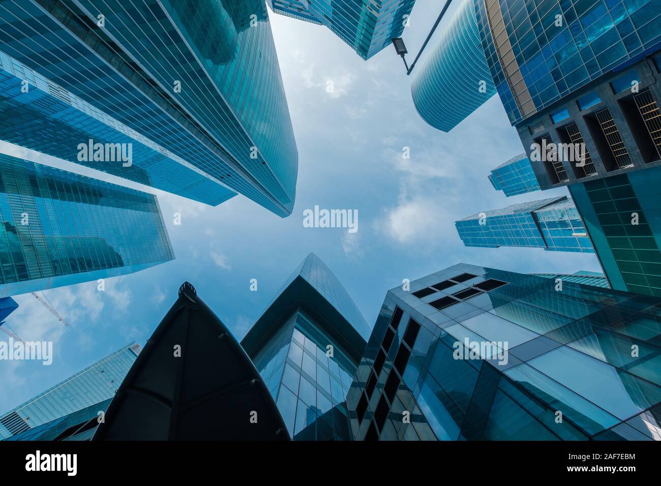 Skyscrapers in downtown area, bottom view Stock Photo - Alamy