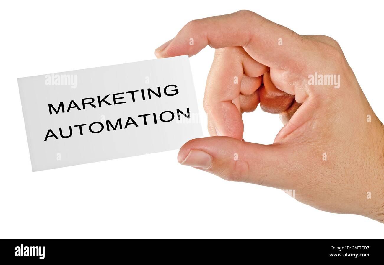 Business card with marketing automation Stock Photo - Alamy