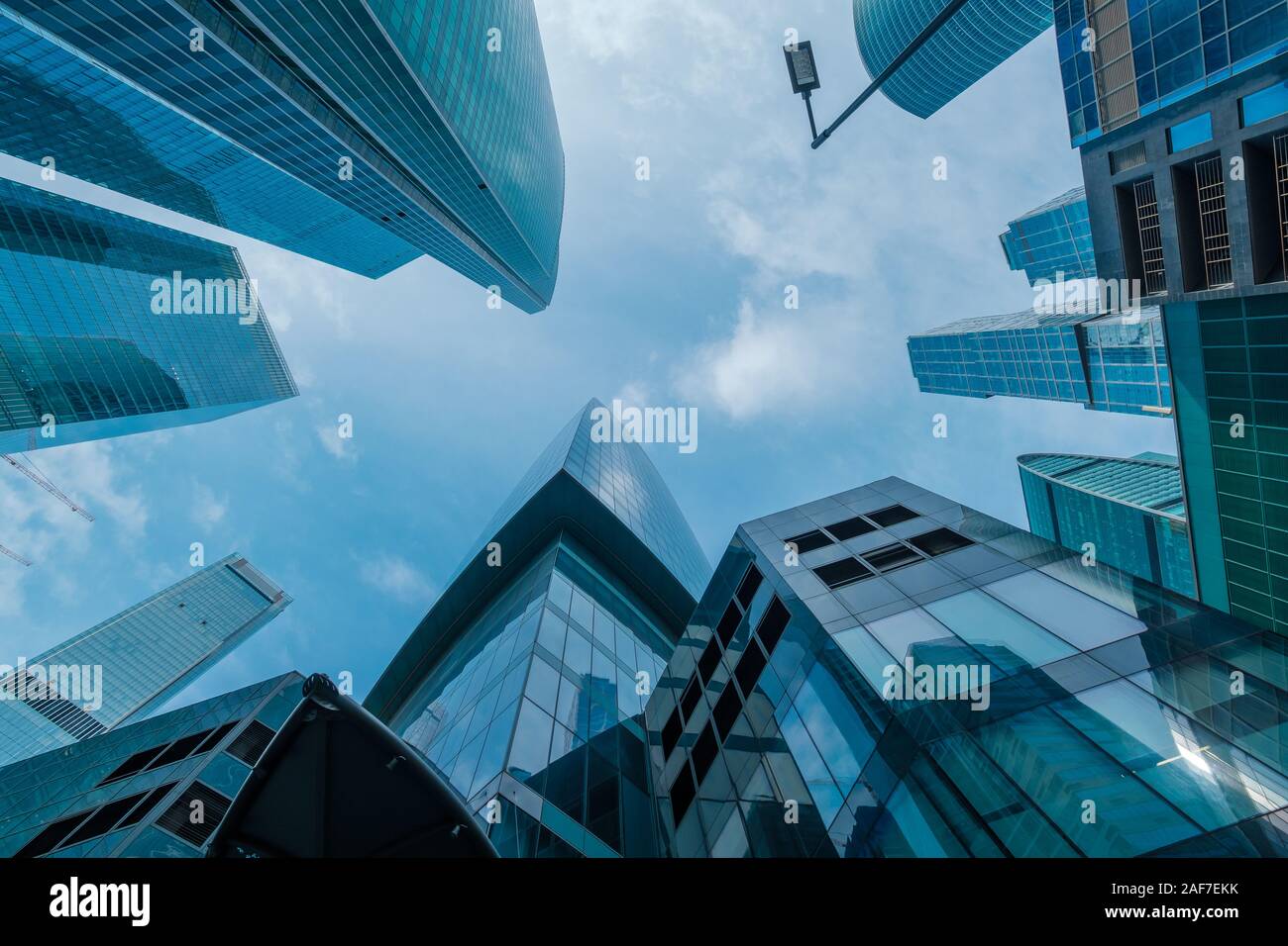 Skyscrapers in downtown area, bottom view Stock Photo - Alamy