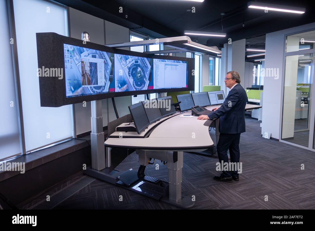 Engineering monitoring system with multiple screens Stock Photo - Alamy