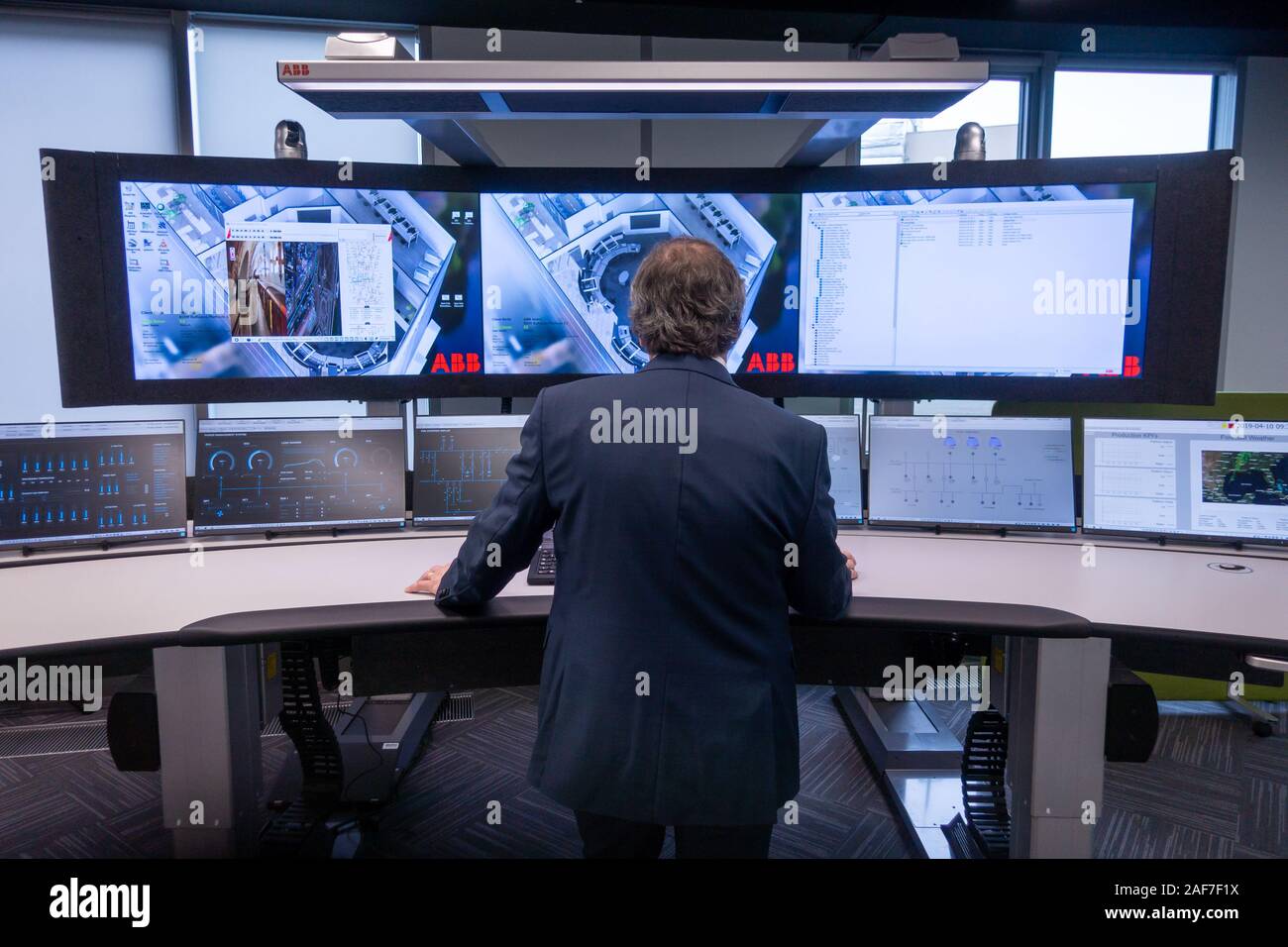 Engineering monitoring system with multiple screens Stock Photo - Alamy