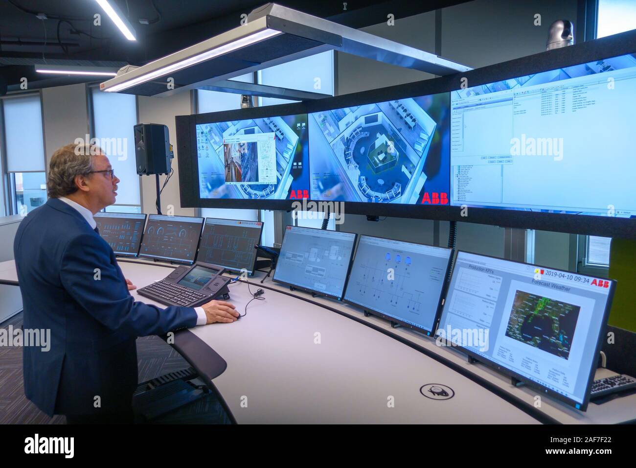 Engineering monitoring system with multiple screens Stock Photo - Alamy