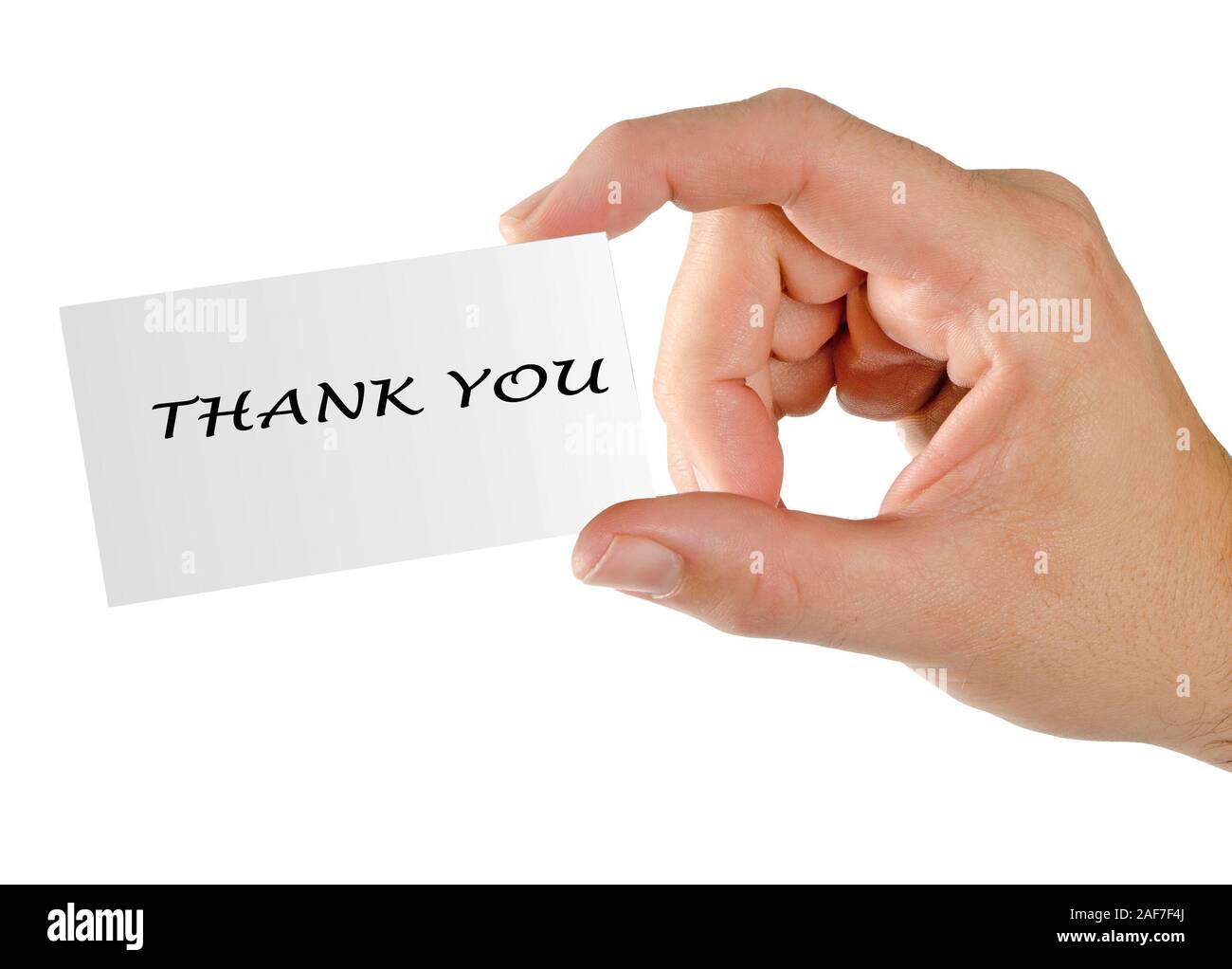Hand with thank you note Stock Photo - Alamy