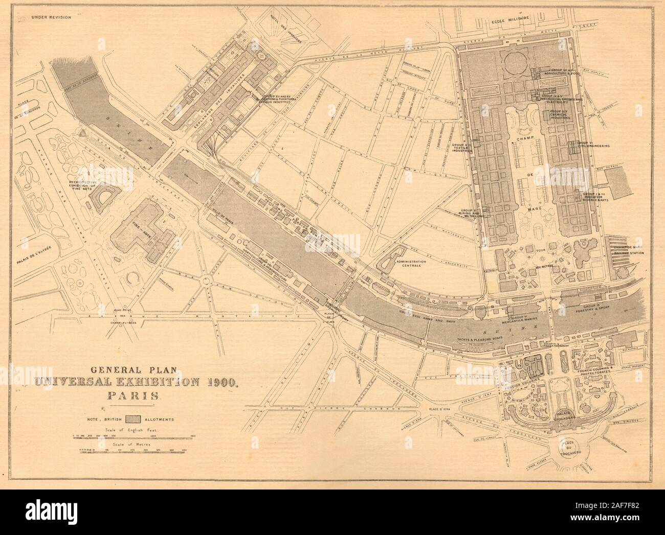 General Plan Universal Exhibition 1900, Paris 1899 old antique print ...