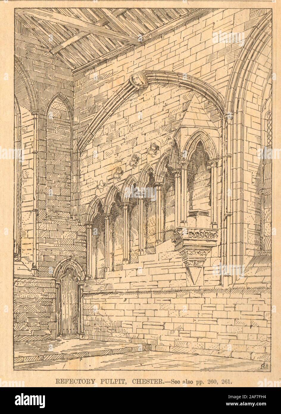 Refectory Pulpit, Chester. Cheshire 1900 old antique vintage print ...