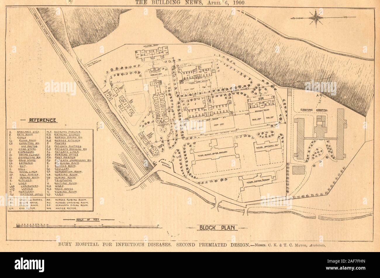 Bury Hospital for Infectious Diseases, Mayor, Architect. Block plan ...