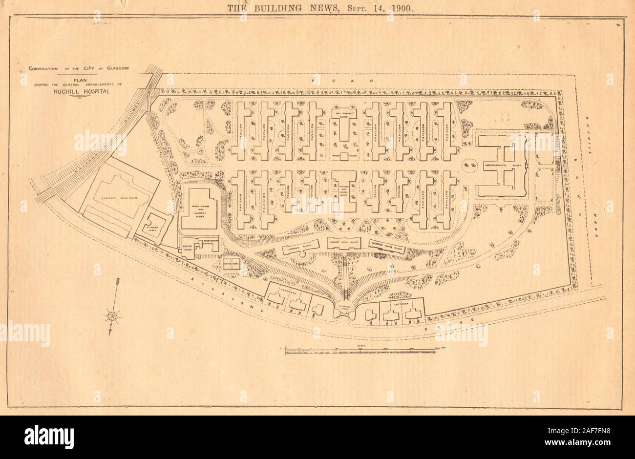 Glasgow. Ruchill Hospital plan. Demolished 2012. Scotland 1900 old ...