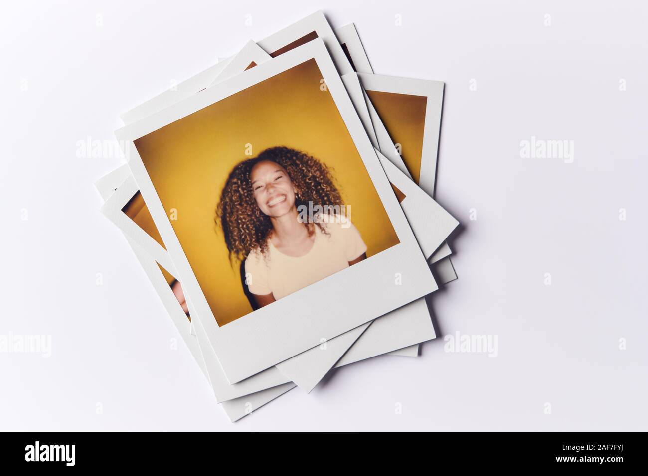 Stack Of Instant Film Photos From Modeling Casting In Studio With Shot ...