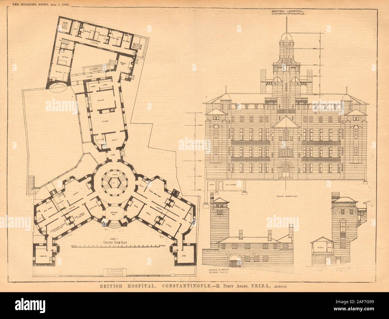 British Seaman's Hospital, Galata, Constantinople. Istanbul. Percy ...