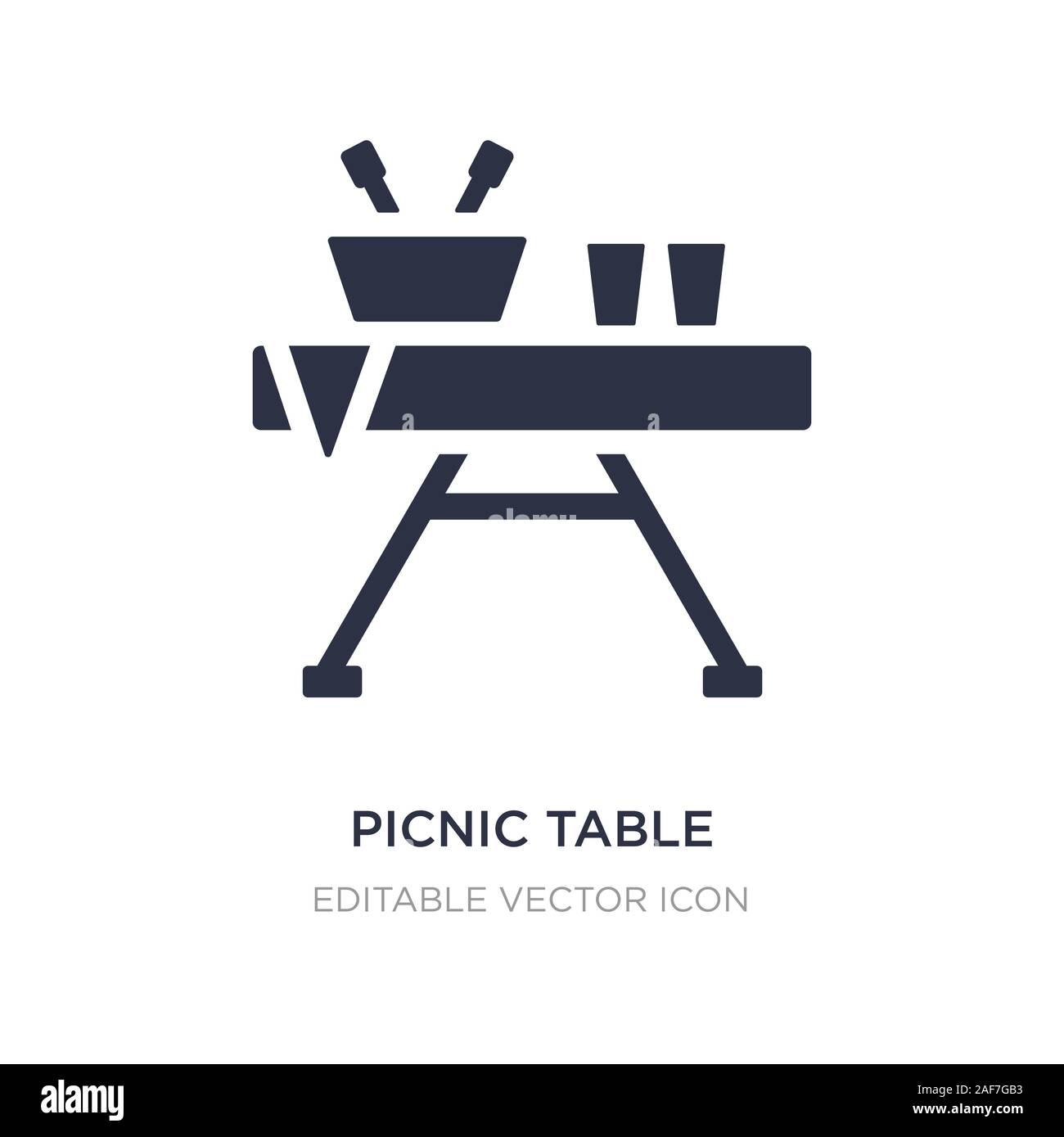 picnic table with basket icon on white background. Simple element ...