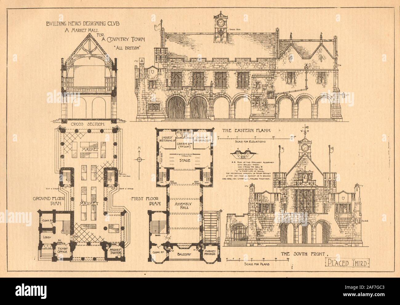 A market hall for a country town, ''All British''. Plans & elevations ...