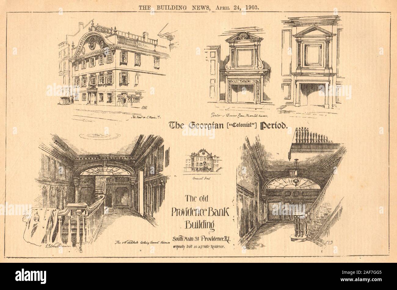 Providence bank building South Main Street, Rhode Island. Georgian ...