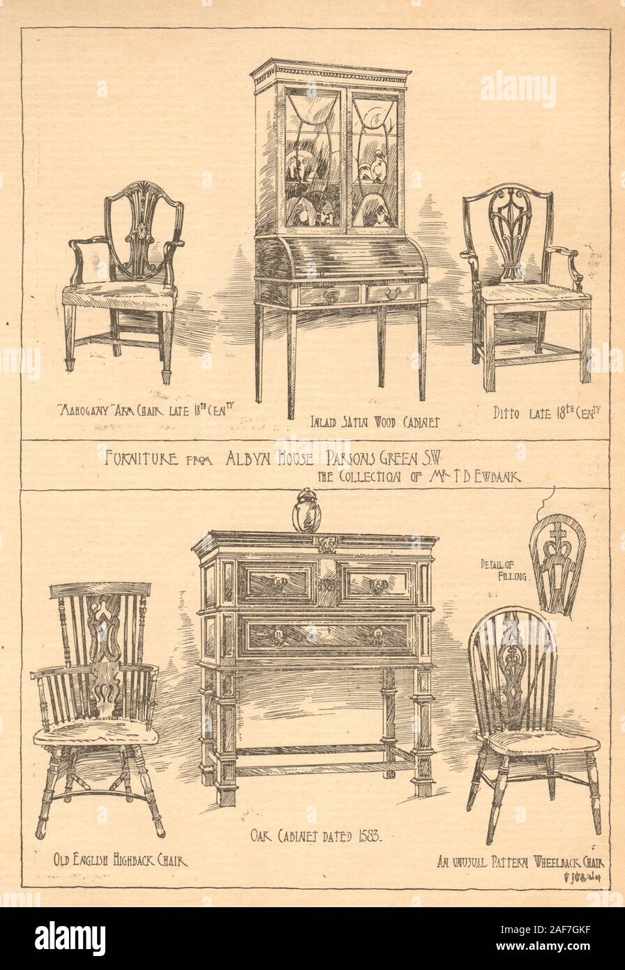 Furniture Albyn House Parsons Green Ewbank 18C arm chair highback ...