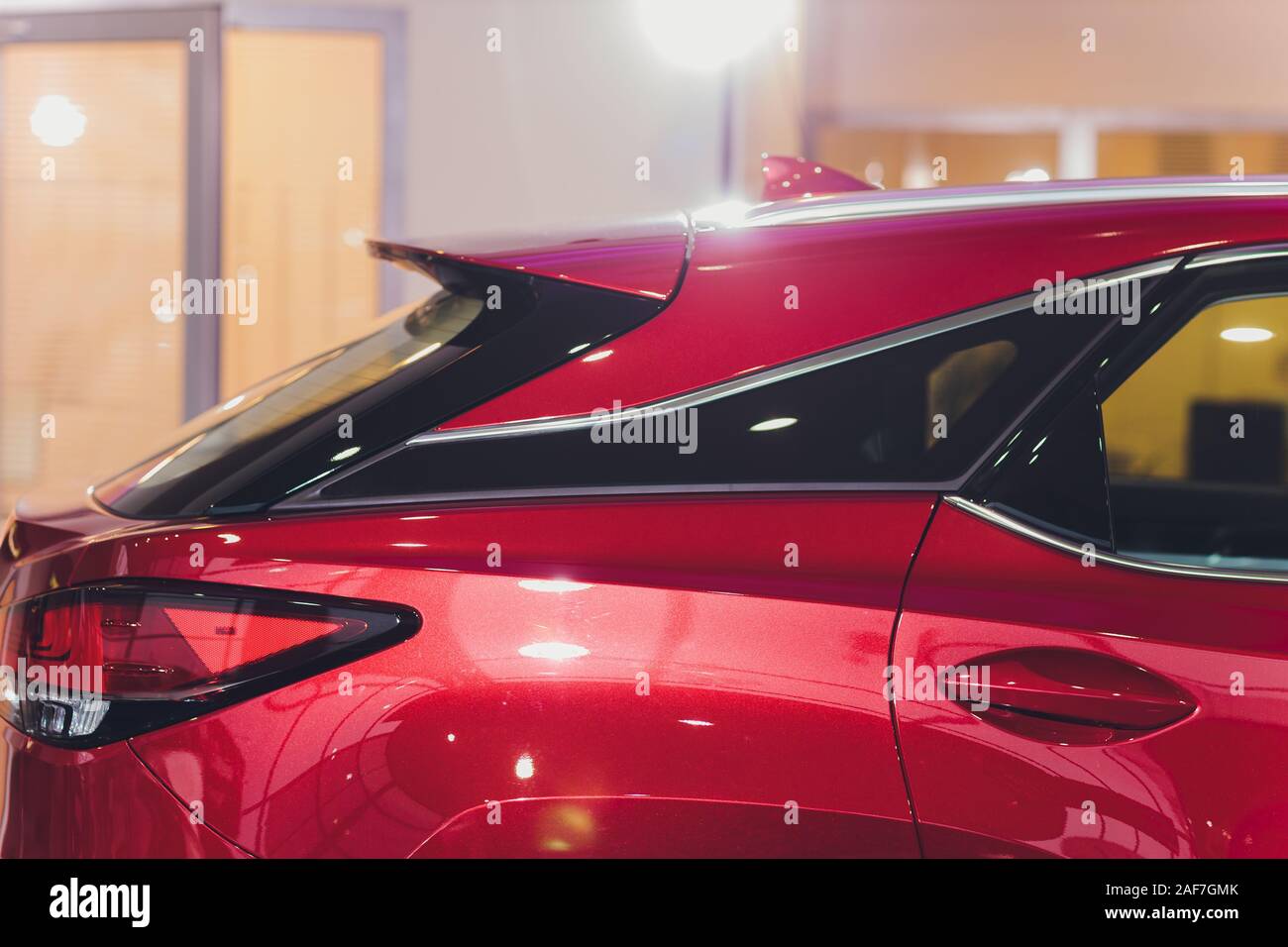 Rear light of a modern car close-up, red body Stock Photo - Alamy