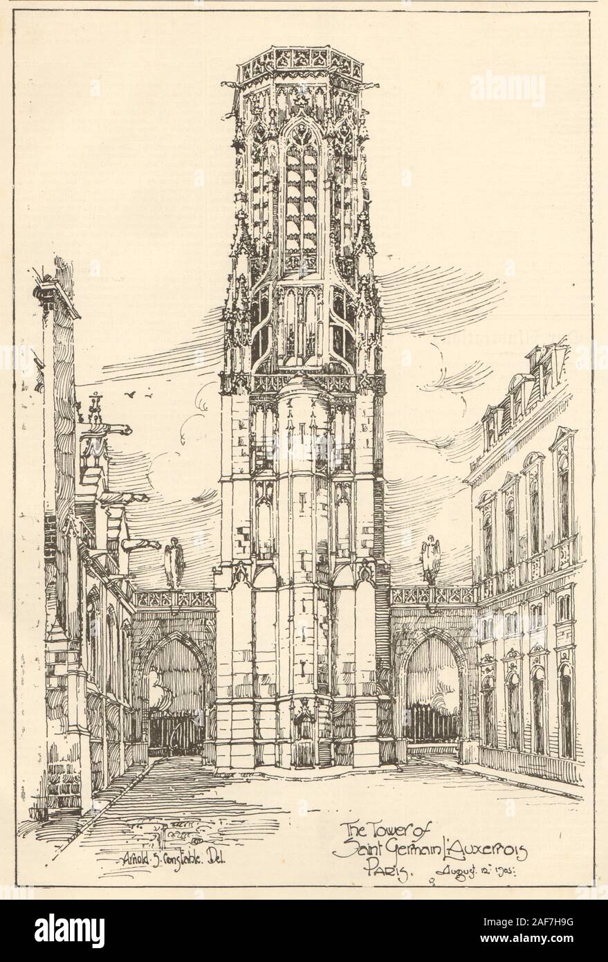 The tower of Saint Germain L'Auxerrois, Paris, Arnold S. Constable Del ...